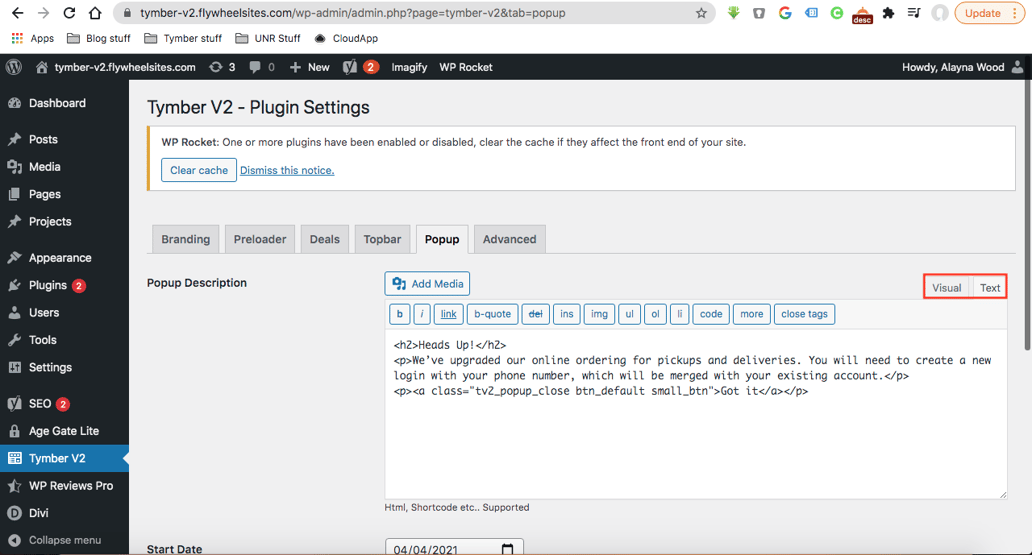 How to set up a popup announcement